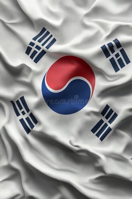 Flag Of South Korea Waving Korean Flag With Taegeuk And Trigrams