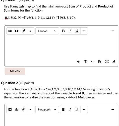 solved use karnaugh map to find the minimum cost sum of products and