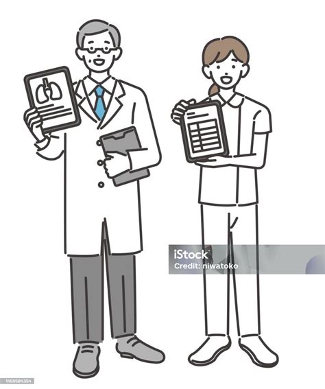 Dx 프로모션 의사 간호사가 있는 태블릿과 개인용 컴퓨터를 들고 있는 복지 및 의료 종사자의 벡터 일러스트 소재 0명에 대한 스톡 벡터 아트 및 기타 이미지 Istock