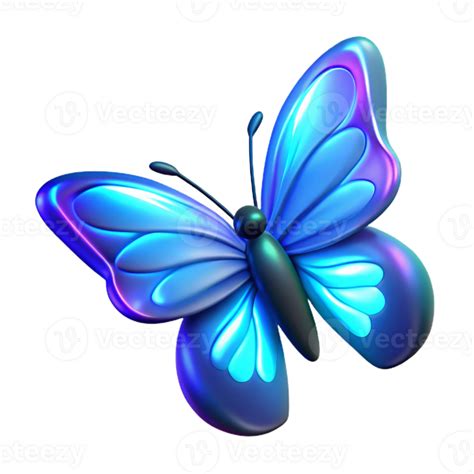 Extraordinary Modern 3d Blue Butterfly Illustration Premium 56606639 Png
