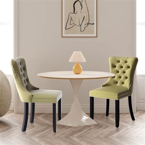 Sedona House Modern Upholstered Dining Chairs Set Of 2 High End Solid