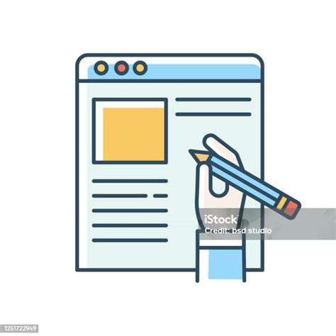 카피 라이터 기사 저자 블루 Rgb 색상 아이콘 전문 프리랜서 저널리스트 및 원격 편집자 에세이 쓰기 및 편집 저널리즘 및 스토리텔링 격리된 벡터 그림 개념에 대한 스톡