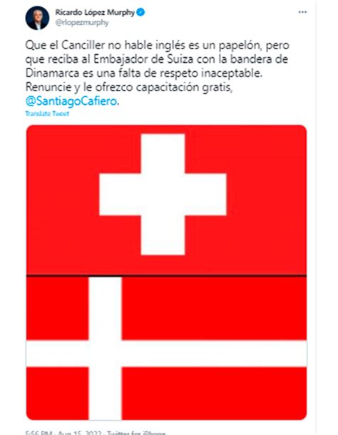 Cancillería Confundió La Bandera De Suiza Con La De Dinamarca Duras