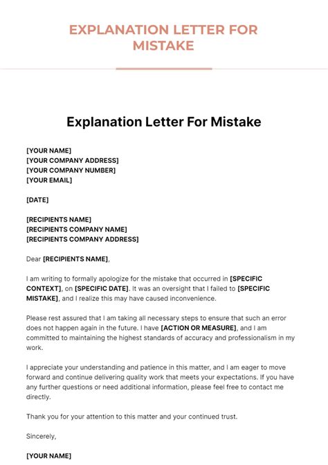 Explanation Letter For Mistake Templates Edit Online And Download Example