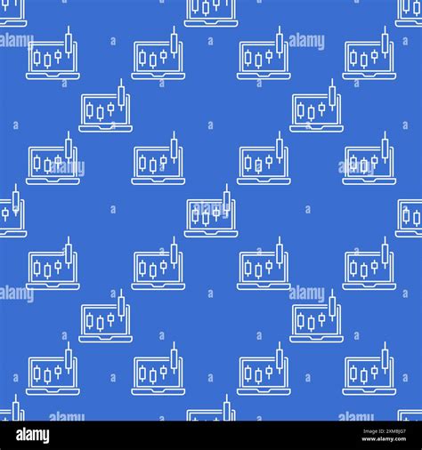 Vector Candlestick Chart Pattern On Laptop Screen Concept Outline