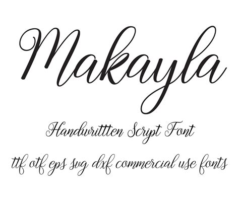 Makayla Script Fontotfsvgepssvgdxfwoffcricut Fontfont Etsy
