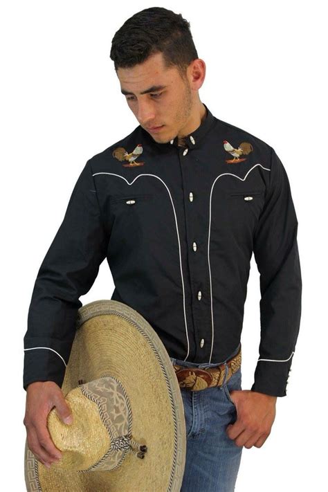Camisa Charra Gallos Western Style Shirt Leather Company Western