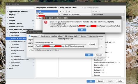 Vagrant Configure Remote Ruby Interpreter Fails With Cant Create