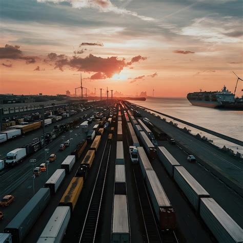 Panoramic View Of Intermodal Terminal Premium Ai Generated Image