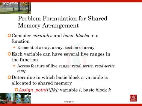 ppt an integer programming framework for optimizing shared memory use on gpus powerpoint