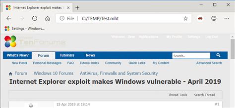 Internet Explorer Exploit Makes Windows Vulnerable April 2019 Windows 10 Forums