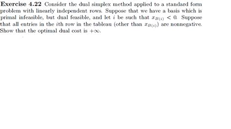 Solved Exercise 422 Consider The Dual Simplex Method