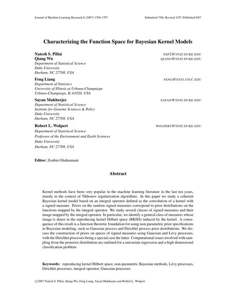 Pdf Characterizing The Function Space For Bayesian Kernel Models