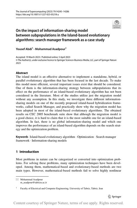 On The Impact Of Information Sharing Model Between Subpopulations In The Island Based