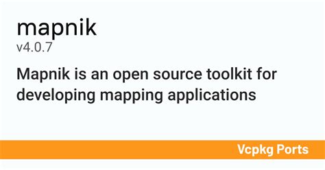 Mapnik V407 Vcpkg Ports