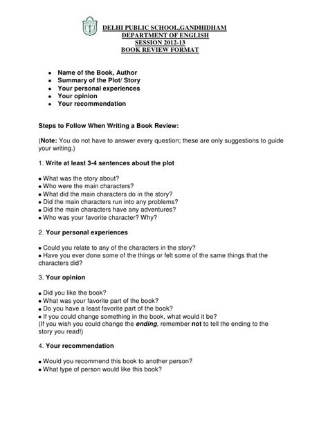 Template For Writing A Book Summary Theorkurout7 Blog