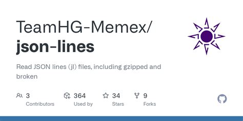 Github Teamhg Memexjson Lines Read Json Lines Jl Files Including Gzipped And Broken