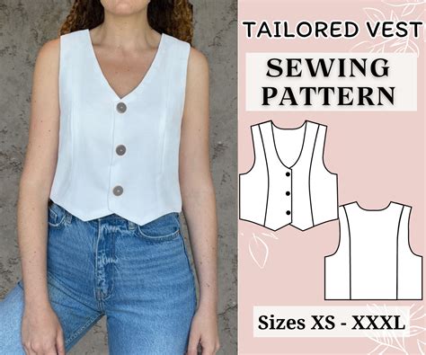 Vest Sewing Pattern Pdf Sewing Pattern Waistcoat Sewing Pattern Top Sewing Pattern Women
