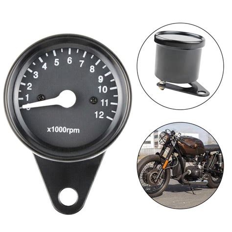 12v Metal Motorcycle Led Analog Tachometer 12000rpm Black