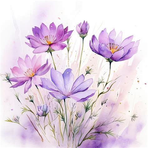 Premium Ai Image Watercolour Wild Flower Purple Watercolour Background 2