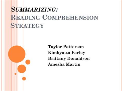 Ppt Summarizing Reading Comprehension Strategy Powerpoint Presentation Id 2420455