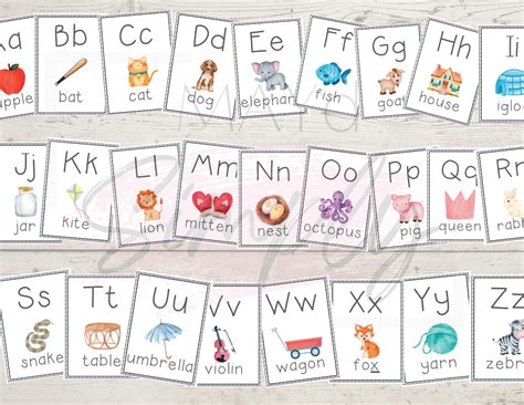Abc Alphabet Posters And Flash Cards Educational Abc Set Etsy
