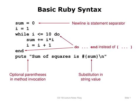 Ppt Basic Ruby Syntax Powerpoint Presentation Free Download Id 3142166