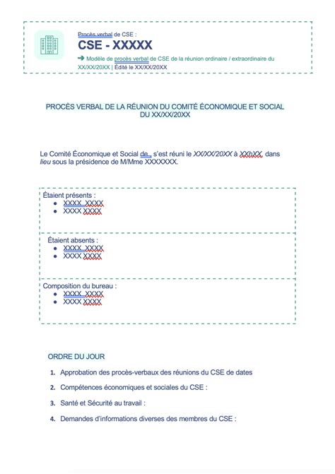 Modèle De Procès Verbal Cse Gratuit Gratuit