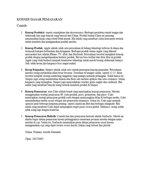 Contoh Konsep Dasar Pemasaran Pdf