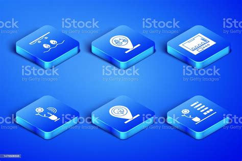 꽃 상태 전구와 식물이 있는 스마트 농장 위치 나무 농업 기술 트랙터 위치 및 계란 인큐베이터 아이콘을 설정합니다 벡터 3차원 형태에 대한 스톡 벡터 아트 및 기타 이미지