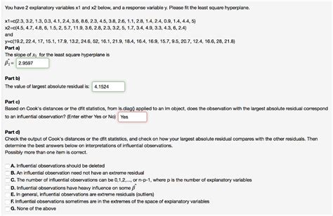 Solved You Have 2 Explanatory Variables X1 And X2 Below And