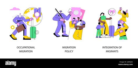 Movement Of People Abstract Concept Vector Illustration Set