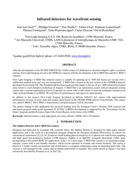 Pdf Infrared Detectors For Wavefront Sensing