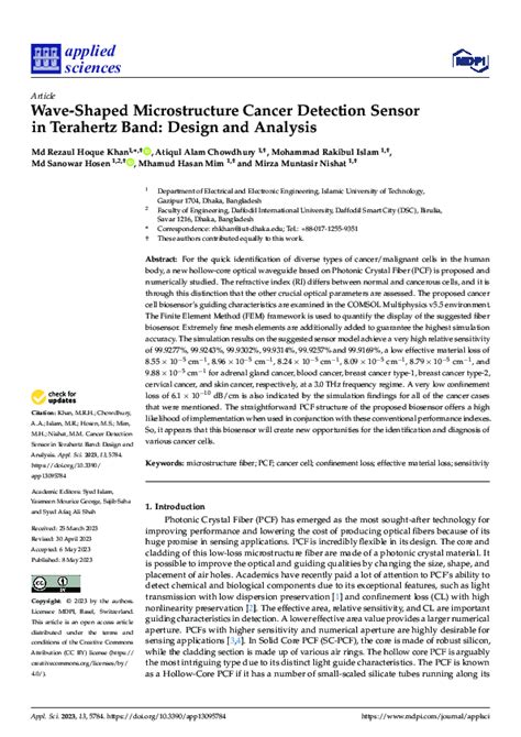 Pdf Thz Cancer Detection Sensor Based On Pcf