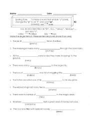 Addin Ies To Y Verb And Nouns Parent Spelling Practise Worksheets Library