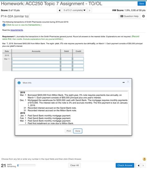 Solved Save Homework Acc250 Topic 7 Assignment To Ol