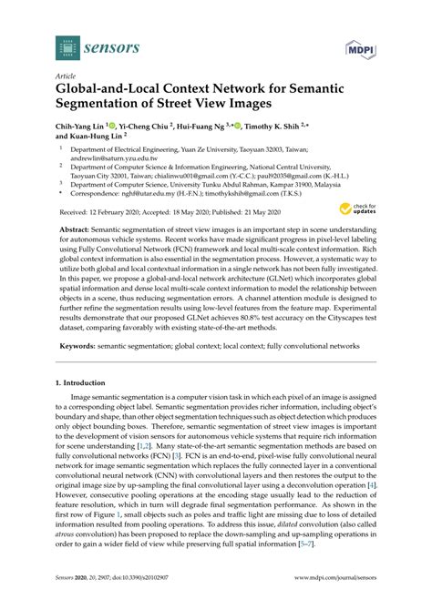 Pdf Global And Local Context Network For Semantic Segmentation Of Street View Images