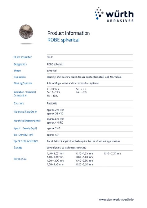 Robe Roundangular Cast Stainless Steel Abrasive Würth Strahlmittel