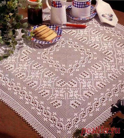 Квадратная филейная салфетка связанная из центра Крючком Схема Об Украшаем интерьер