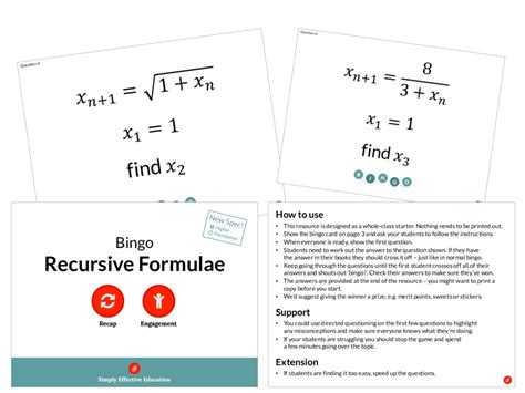 Recursive Formulae Bingo Teaching Resources