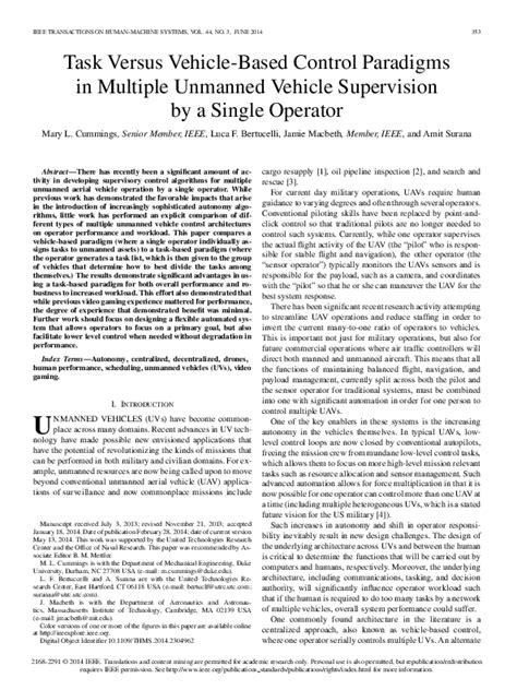 Pdf Task Versus Vehicle Based Control Paradigms In Multiple Unmanned