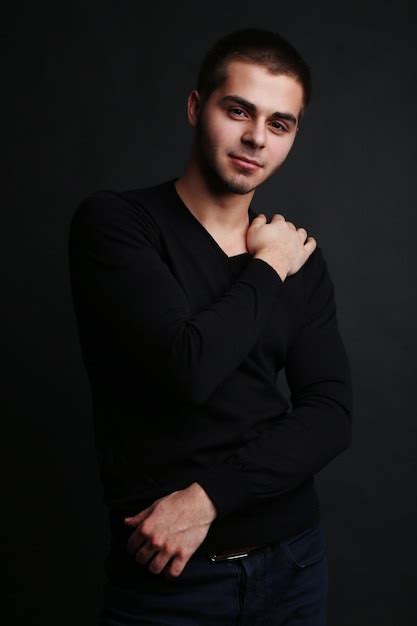 Premium Photo Handsome Young Man On Dark Background
