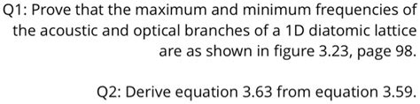 Solved Q1 Prove That The Maximum And Minimum Frequencies Of The