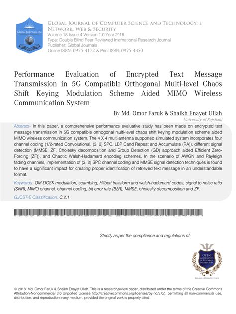 Pdf Performance Evaluation Of Orthogonal Multi Level Chaos Shift