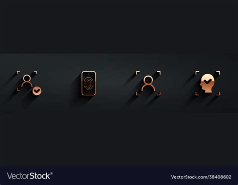 Set Face Recognition Mobile With Fingerprint Scan Vector Image