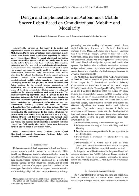 Pdf Design And Implementation An Autonomous Mobile Soccer Robot Based On Omnidirectional