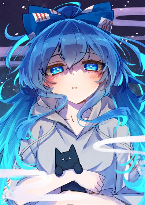 Safebooru 1girl Blue Bow Blue Eyes Blue Hair Blush Bow Commentary