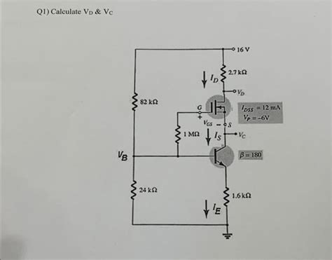 Solved Q Calculate VD Vc VB ΚΩ ΚΩ MQ VGS Chegg com