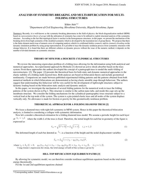 Pdf Analysis Of Symmetry Breaking And Multi Bifurcation For Multi Folding Structures