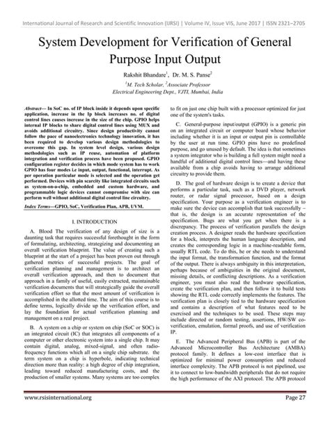 System Development For Verification Of General Purpose Input Output Pdf